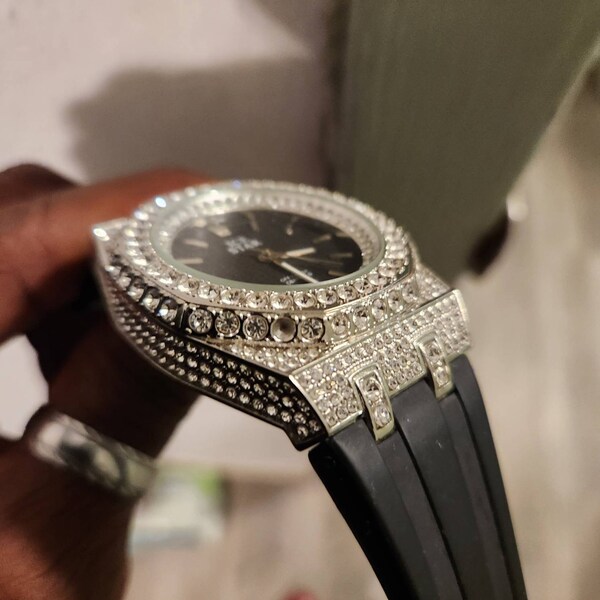 Men's 40mm Fully Iced Out Watch With Matching Diamond Bracelet Set 2 ...