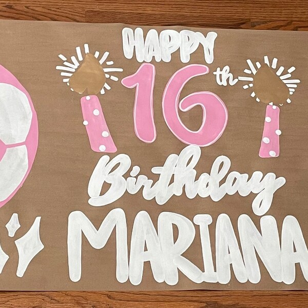 Butcher Sign Birthday Banner Kraft Paper Banner Custom Hand Painted ...