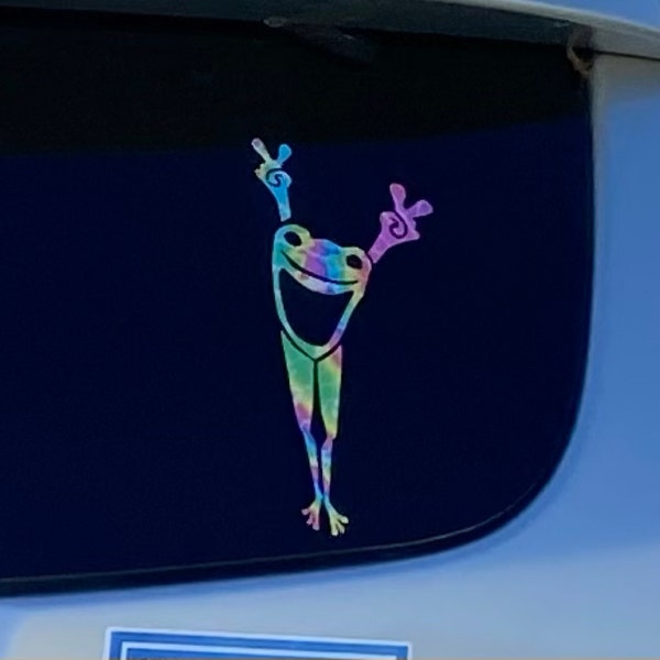 Hopping Peace Frog Vinyl Decal / Rub on Sticker - 14 Colors Available ...