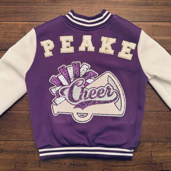 Cheer Chenille and SILVER Sequin BLING Megaphone Patch, DIY Patch, Iron ...