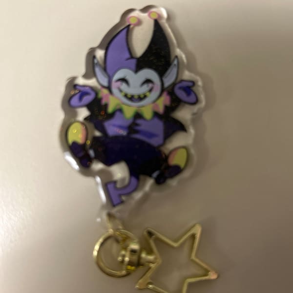 Jevil Deltarune Glitter Keychain - Acrylic Epoxy Charm 2.5in. - Etsy