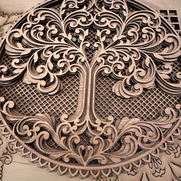 Multilayer Mandala Tree of Life SVG Template - 3D Layered Vector ...