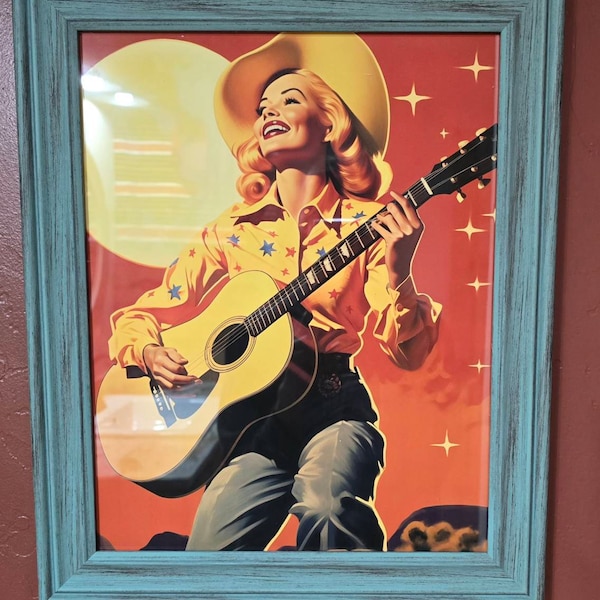 Retro Cowgirl Riding Horse Art Print Cosmic Space Cowgirl Wall Art ...