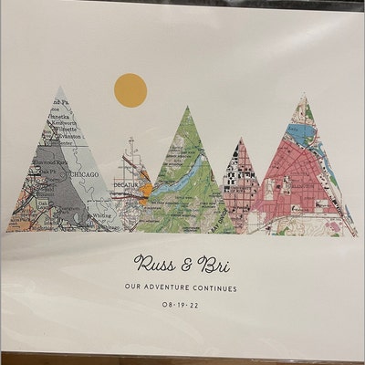 Adventure Together® Map Mountain Personalized Wedding or Anniversary ...
