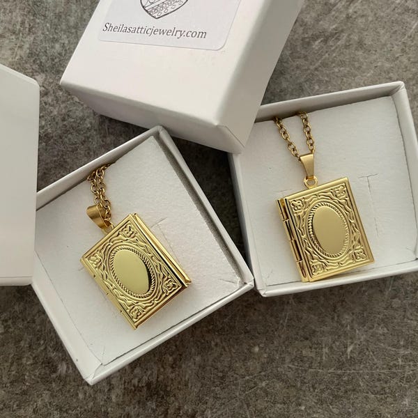 Gold Locket, With Choose Your Chain, Photo Locket, Gift for Her, Add ...