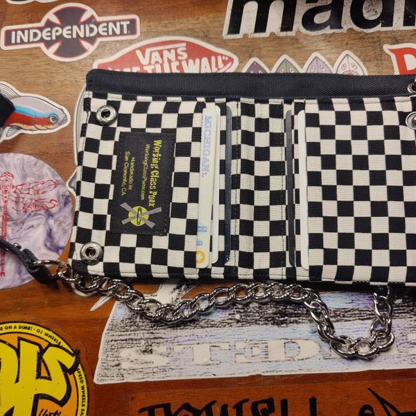 Vegan Chain Wallet Black and White Checkered, Skater Punk, Ska Core ...