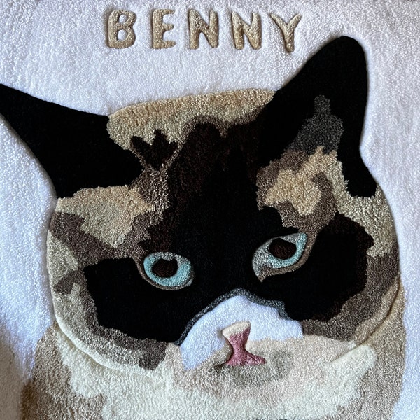 Custom Pet Portrait Tufted Rug, Personalized Animals Rug, Cat Portrait ...