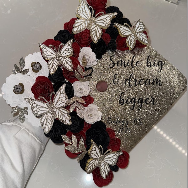 Graduation Cap, Custom Flower Grad Cap, Grad Cap Topper, Personalized ...