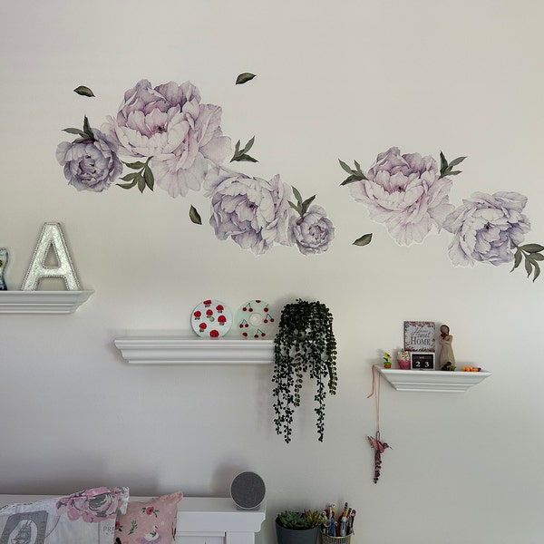Watercolor Floral Wall Decal | Removable Large Flowers Wall Sticker ...