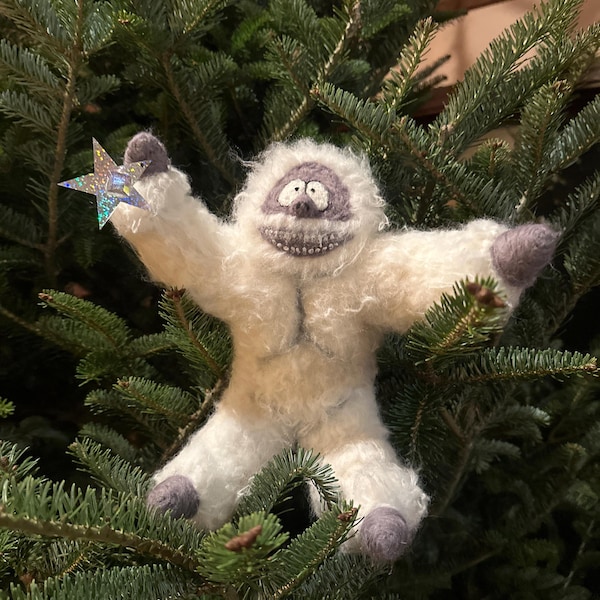Needle Felted Abominable Snowman Vintage Christmas Ornament Yeti ...