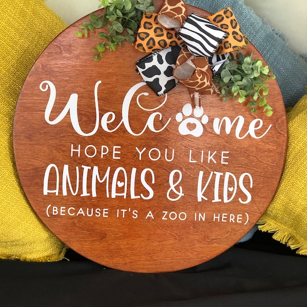 Welcome Svg, Welcome Hope You Like Animals and Kids Svg, Animals Sign ...