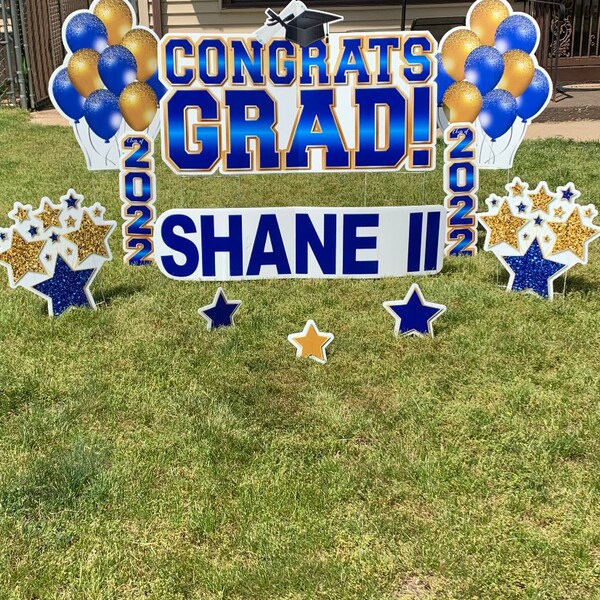 Graduation Personalized Lawn Sign Bundle - 11 Pc Grad Yard Decoration ...