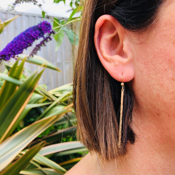 Handmade Gold Filled Bar Drop Earrings - Etsy UK