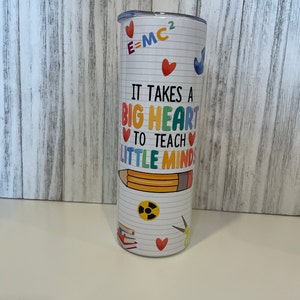 20 Oz Skinny Tumbler Rainbow Glitter Teacher Tumbler Big Heart to Teach ...