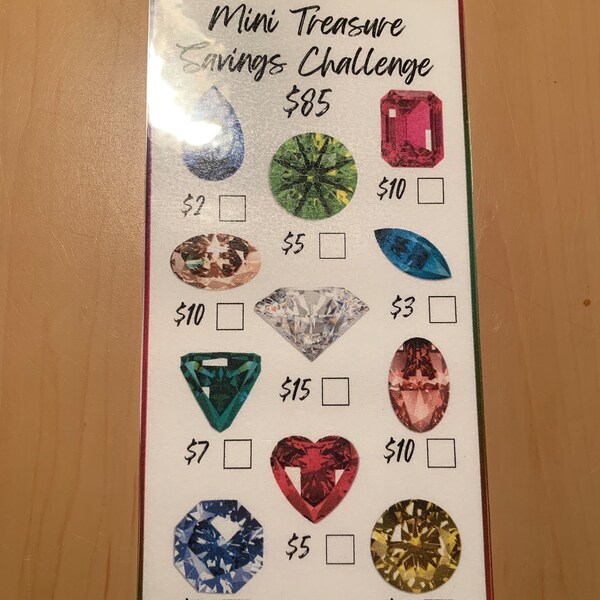 Mini Treasure Savings Challenge for A6 Envelopes Cash Envelopes Low ...