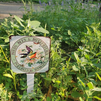 Pollinator Friendly Garden Sign, Garden Art Pollinator Signs, Bird on ...