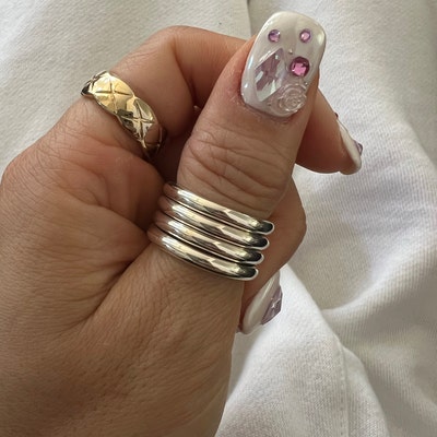 Band Full Round Ring Rounded Band 3mm Ring Silver Stacking Ring Thick ...