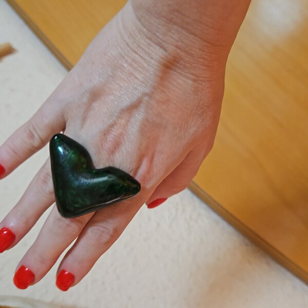 Bold Huge Statement Ring, Green Big Rings for Women, Oversized ...