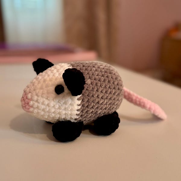Crochet Possum Pattern NO SEW Opossum Laying Down Sploot Regular Size ...