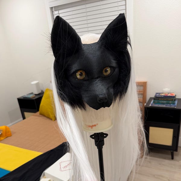 Therian Wolf Mask | Realistic Half Face Cosplay Mask | Faux Fur Wolf ...