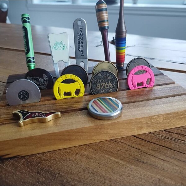 Golf Ball Marker Display- Hickory Wood - Etsy