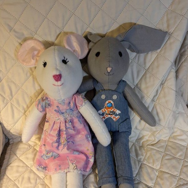 Bunny Doll With Clothes Easy Sewing Pattern PDF. 40cm/16" Cloth Rabbit ...