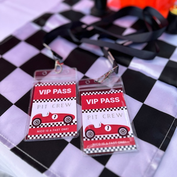 Race Car VIP Pit Crew Pass EDITABLE, Racing Birthday Party Pass, ID ...