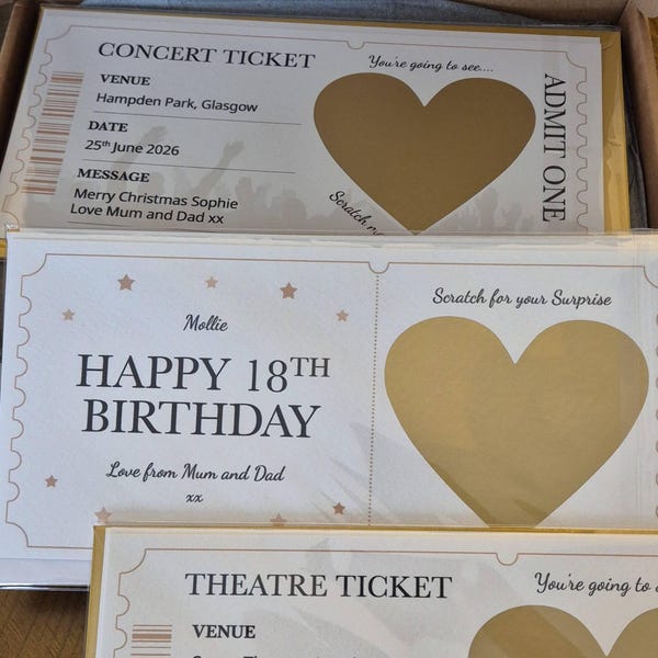 Theatre Scratch Card - Theatre Ticket - Personalised Play Voucher ...