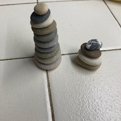 Pebble & Sea Glass Balancing Sculpture Genuine Sea Glass Cairn, Zen ...