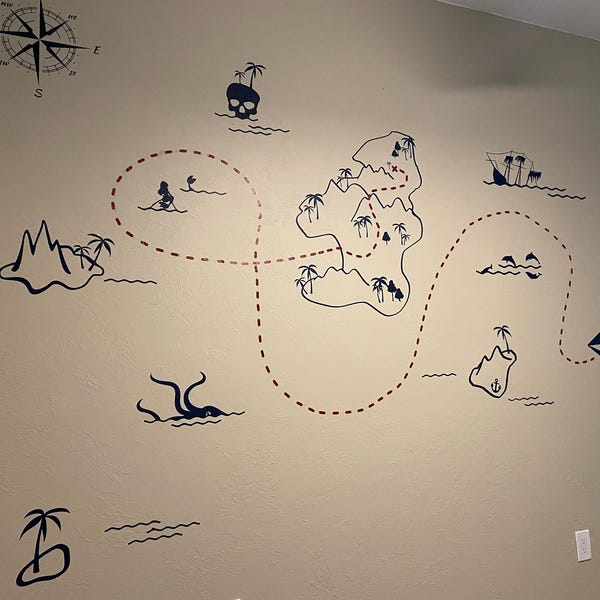 Pirate Map Wall Decal, Pirate Decal, A Pirates Life for Me, Treasure ...