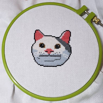 Buff Half Cat Meme Cross Stitch Pattern Funny Embroidery - Etsy