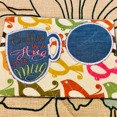 In the Hoop Coffee Cup Mug Rug Embroidery Design - Etsy
