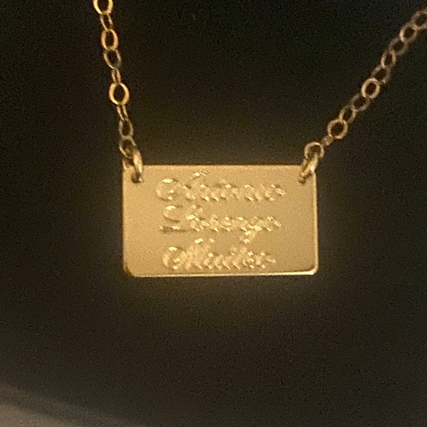 14K Solid Gold FEARLESS Necklace • Personalized Affirmation Tag Pendant ...