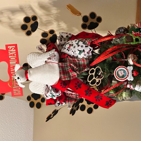 Dog Tree Topper Personalized With Paw Prints and Name or Words - Custom ...