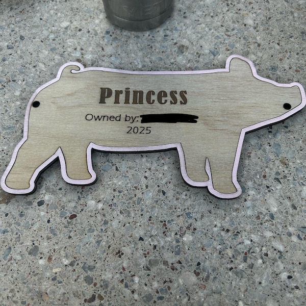 Customizable Pig Hog Stall Tag or Name Plate Label for Fairs and ...