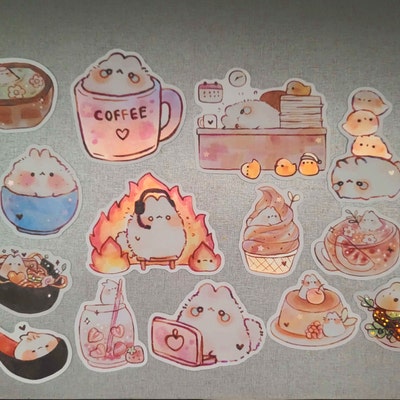 Cute Animal Foodies 2 Stickers/ Matte/ Holographic/ Die Cut Stickers ...