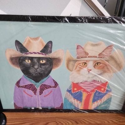 Cowboy Cats Art Print Ginger Cat Cowboys Wall Art Colorful Eclectic ...