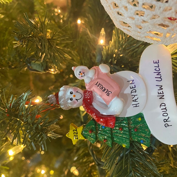 Proud New Uncle With Baby Personalized Ornament - Personalized Uncle ...