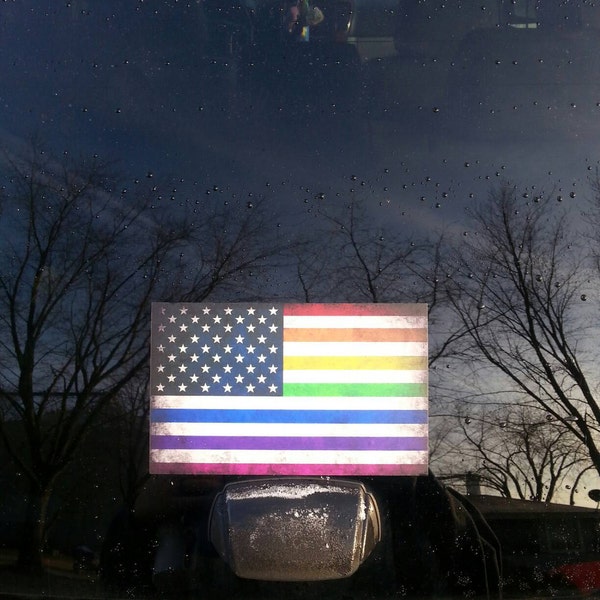 Rainbow American Flag Vinyl Decal Sticker - Etsy