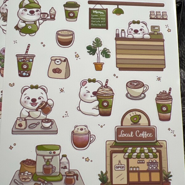 Cute Tea Time Sticker Sheet, Hand Drawn Planner Stickers and Kawaii ...