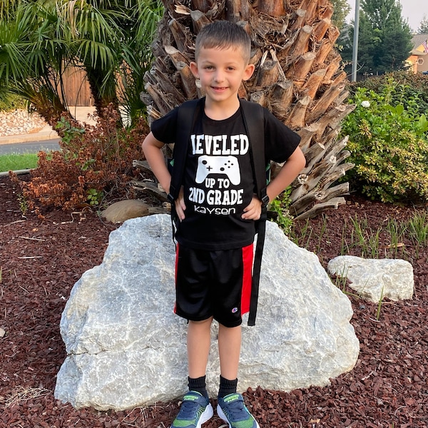 Leveled up to Second Grade, Boys Second Grade Shirt, Second Grade Shirt ...