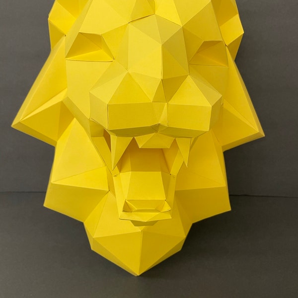 Lion Head Paper Model Template |lion Head Paper Sculpture |lion Head ...