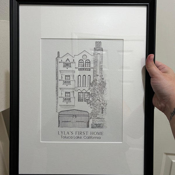 Custom Home Sketch, Personalized Digital House Portrait, House Drawing ...