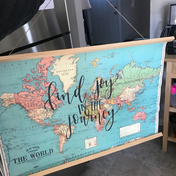 Hand Lettered Map Poster, Map Decor, Custom Map, Nursery Decor, Travel ...