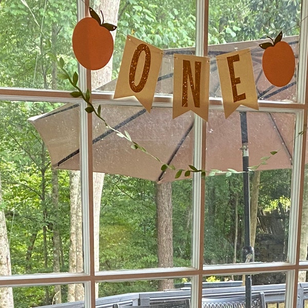 Peach Birthday Banner - Peach ONE Banner - Peach High Chair Banner ...