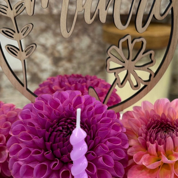 Custom Floral Name Cake Topper Personalized Wild Flower Cake Topper ...