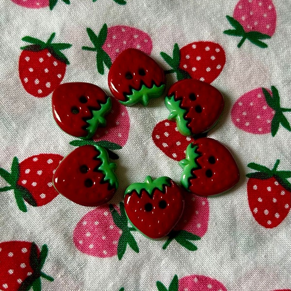 Strawberry Buttons by Buttons Galore / Fruit Craft Embellishment - Set ...