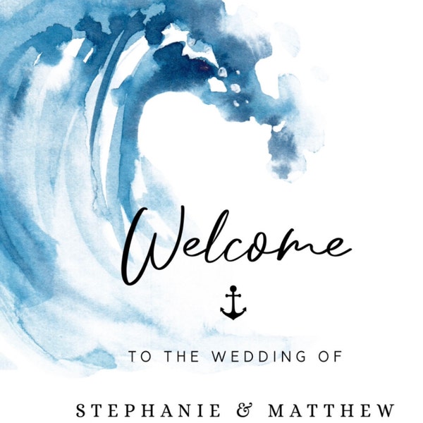 Ocean Wedding Welcome Sign Printable, Nautical Wedding Welcome Sign ...