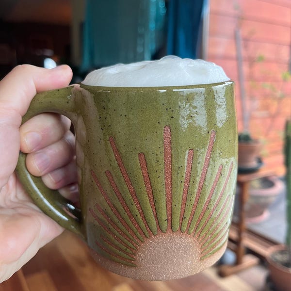 Solstice Mug Handmade Pottery Mug in Olive Green Speckle - Etsy