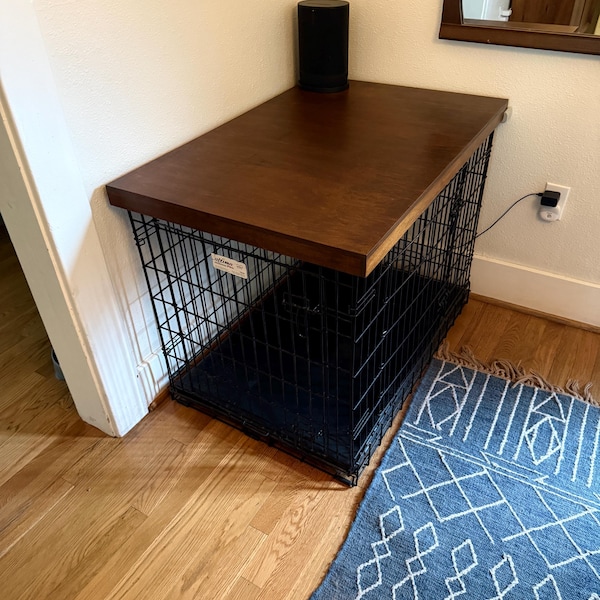 Modern Edge Wood Dog Crate Base, Walnut Stain, Safety Lip Secure Fit ...